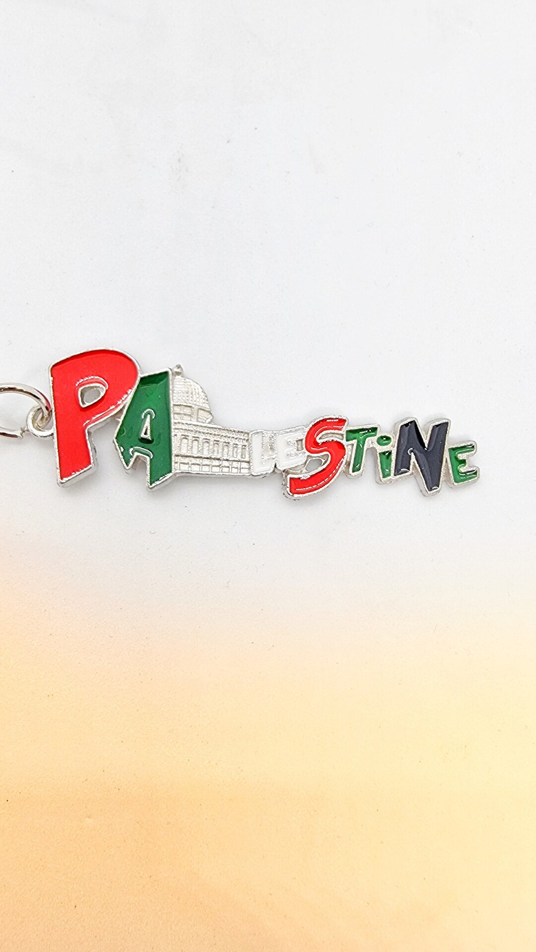 Palestine Word Flag With Engraved Dome of the Rock Key Chain / - Etsy