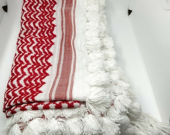 Red and White Jordanian Hadab Keffiyeh Shemagh - Etsy