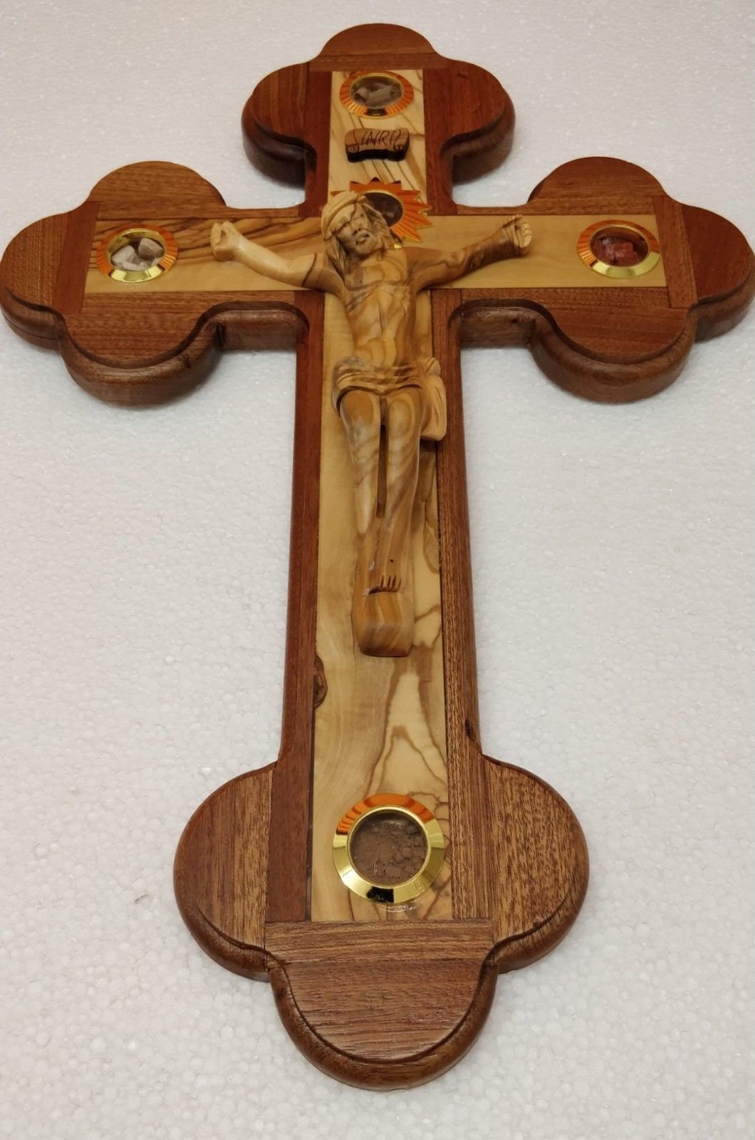 Hand Made Olive Wood Crucifix Embedded With Mahogany Wood From - Etsy UK