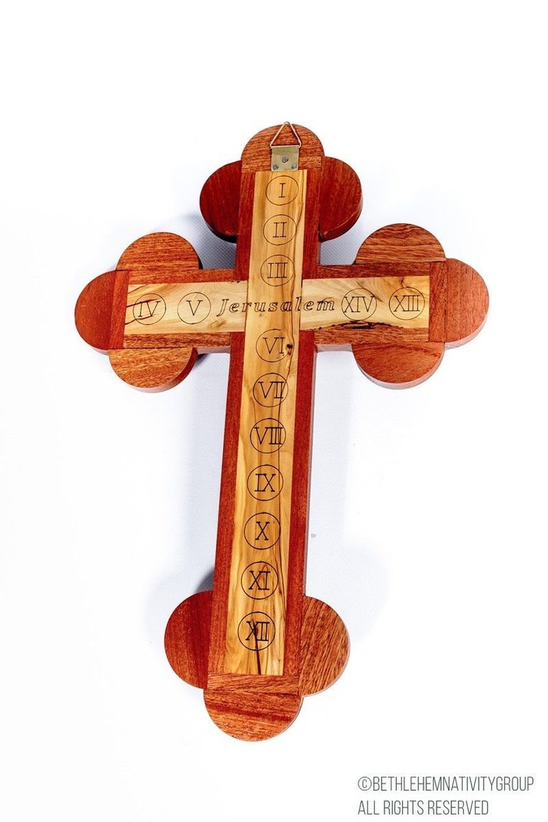 Hand Made Olive Wood Crucifix Embedded With Mahogany Wood From | Etsy