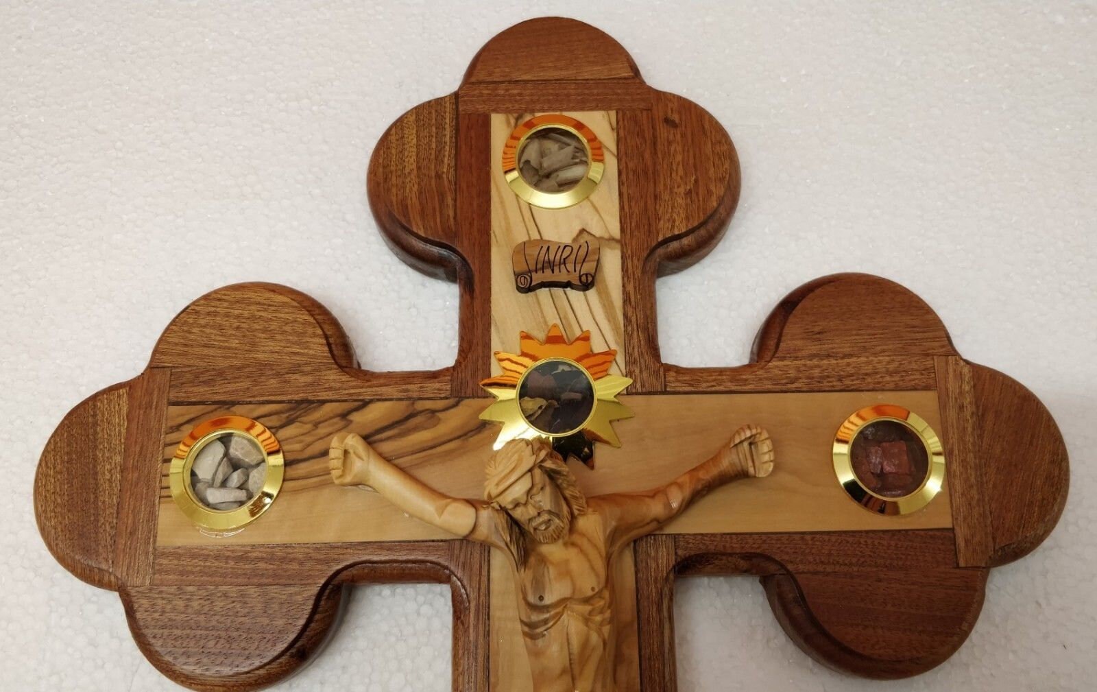 Hand Made Olive Wood Crucifix Embedded With Mahogany Wood From - Etsy UK