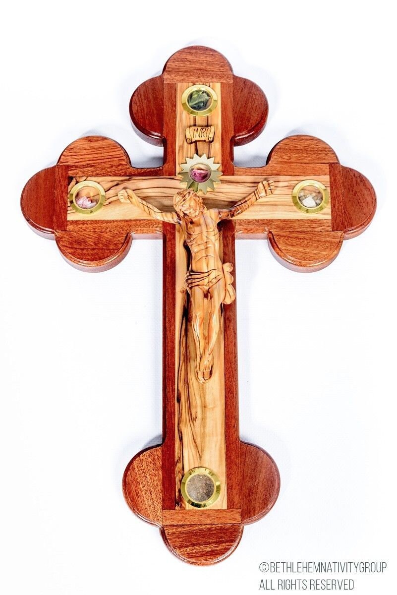 Hand Made Olive Wood Crucifix Embedded With Mahogany Wood From | Etsy