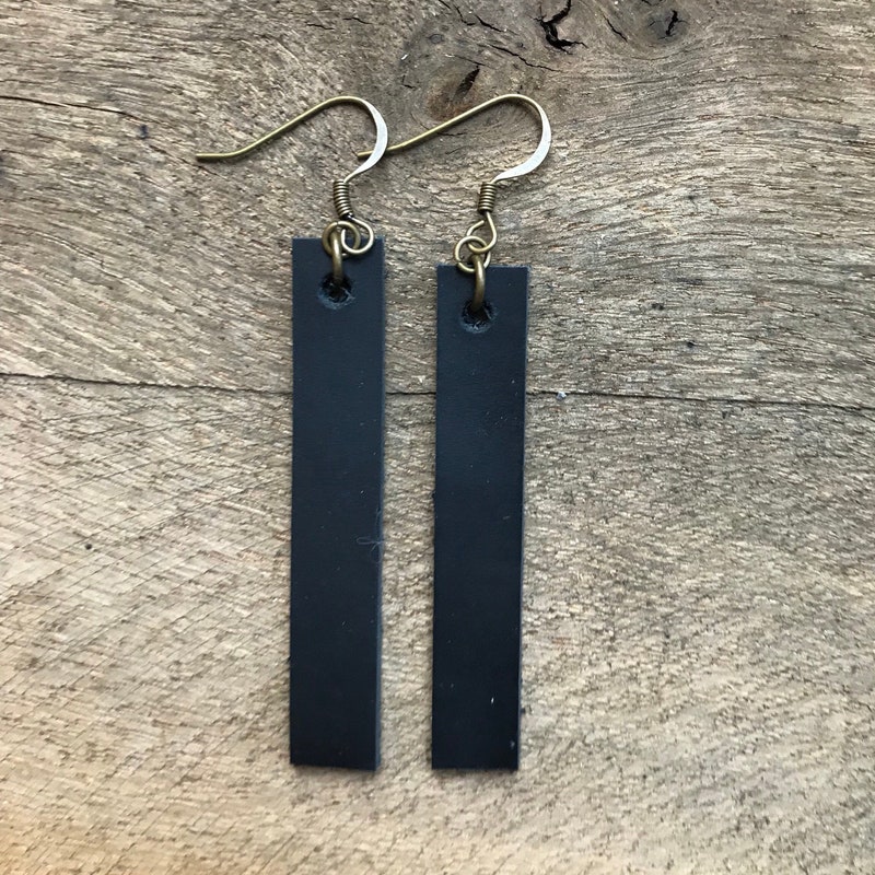 Rectangle Leather Earrings - Etsy