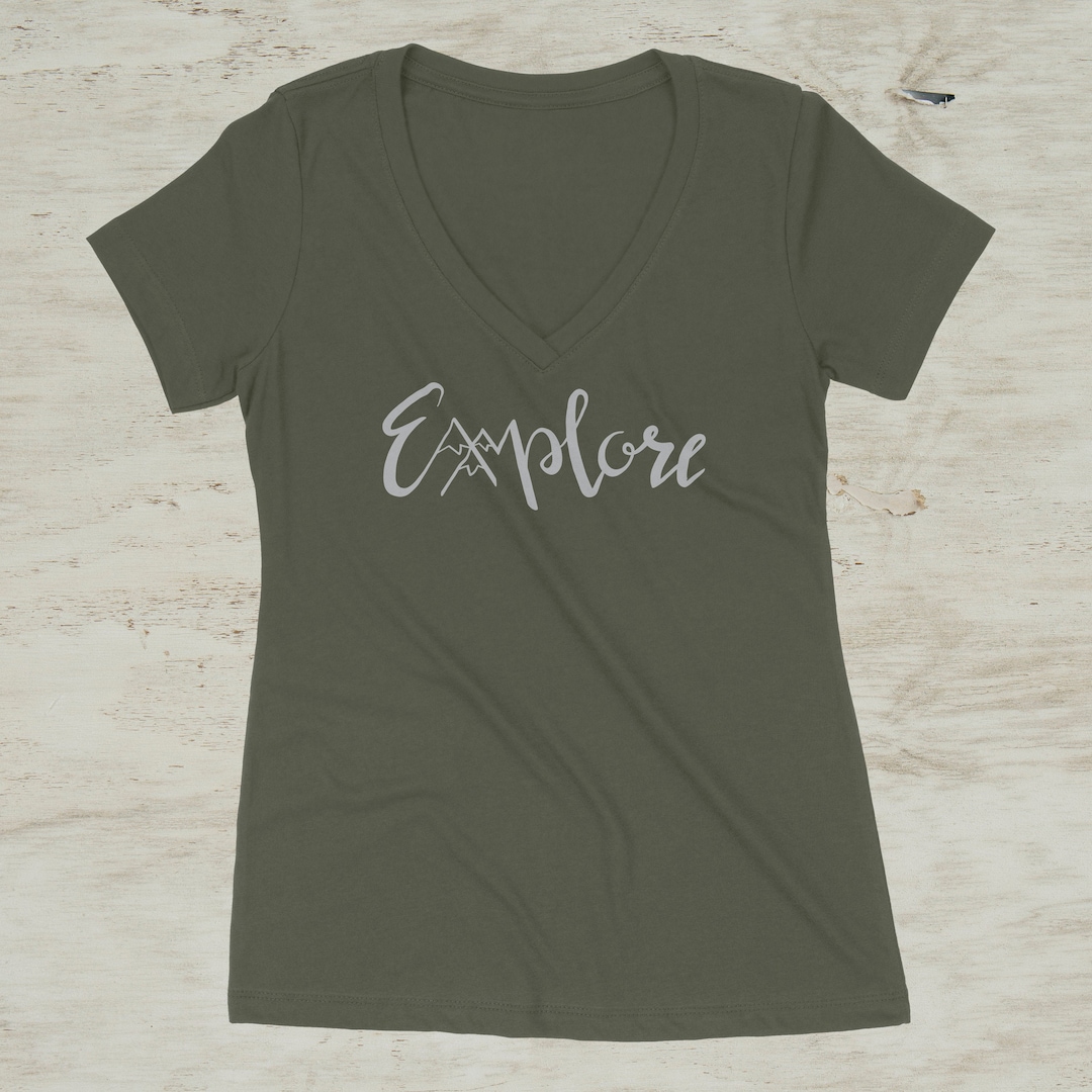 Explore Outdoor Screen Print V-neck T-shirt - Etsy