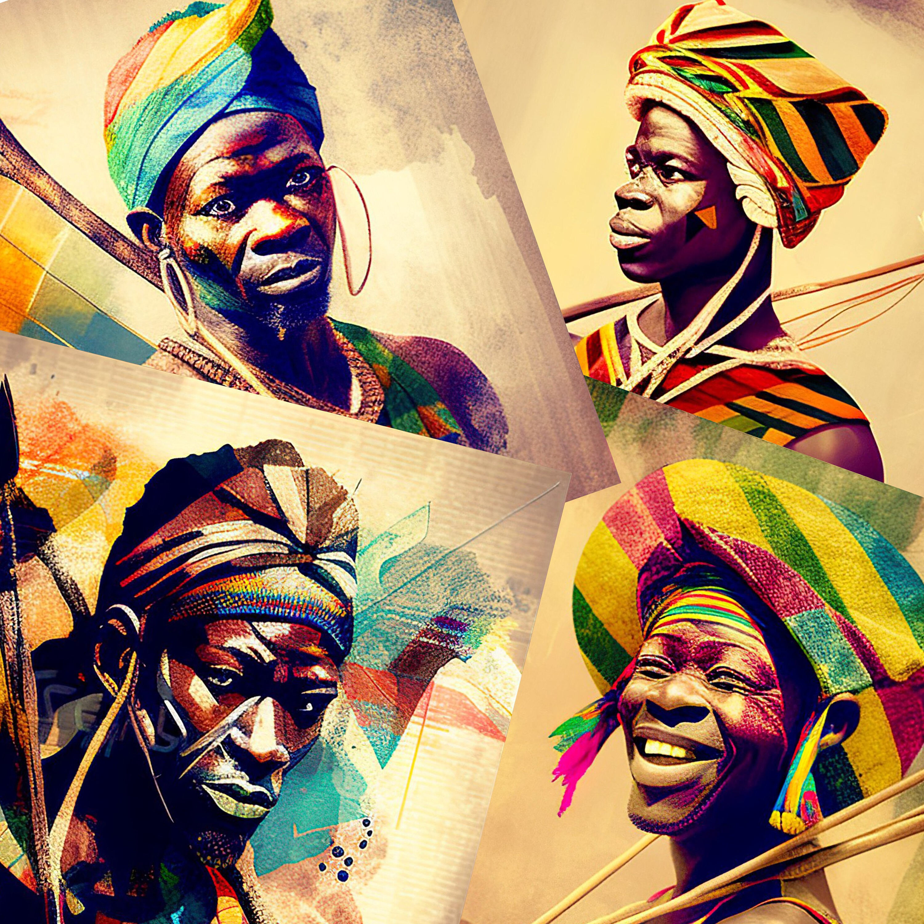 African Tribesman | Africa Tribe | Kente Watercolors | Digital Paper ...