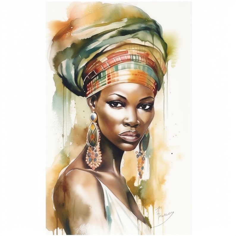 African Woman Africa Tribe Kente Watercolors Digital Paper Pack Instant