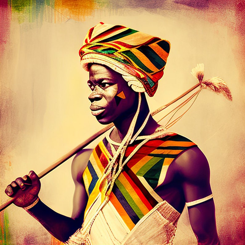 African Tribesman | Africa Tribe | Kente Watercolors | Digital Paper ...