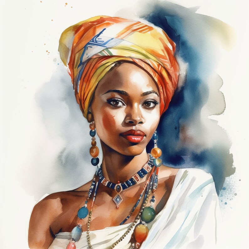 African Woman Africa Tribe Kente Watercolors Digital Paper Pack Instant