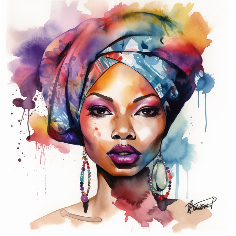 African Woman Africa Tribe Kente Watercolors Digital Paper Pack Instant
