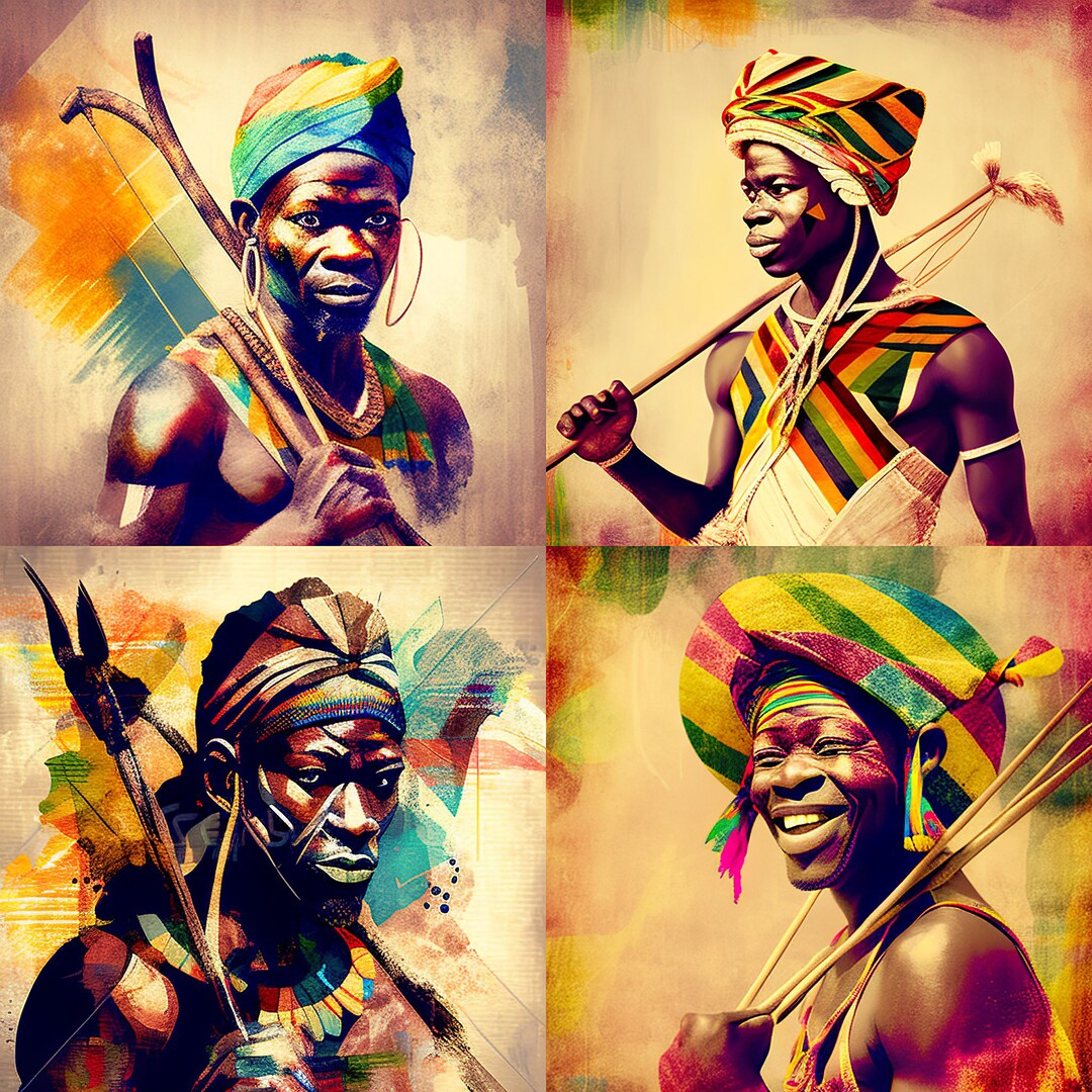 African Tribesman | Africa Tribe | Kente Watercolors | Digital Paper ...