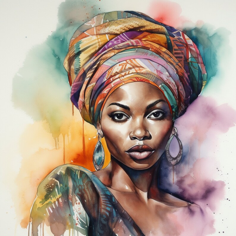 African Woman Africa Tribe Kente Watercolors Digital Paper Pack Instant