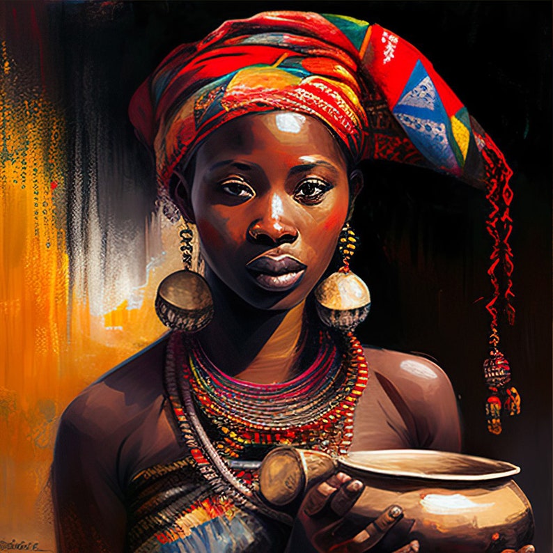 African Woman Africa Tribe Kente Watercolors Digital Etsy
