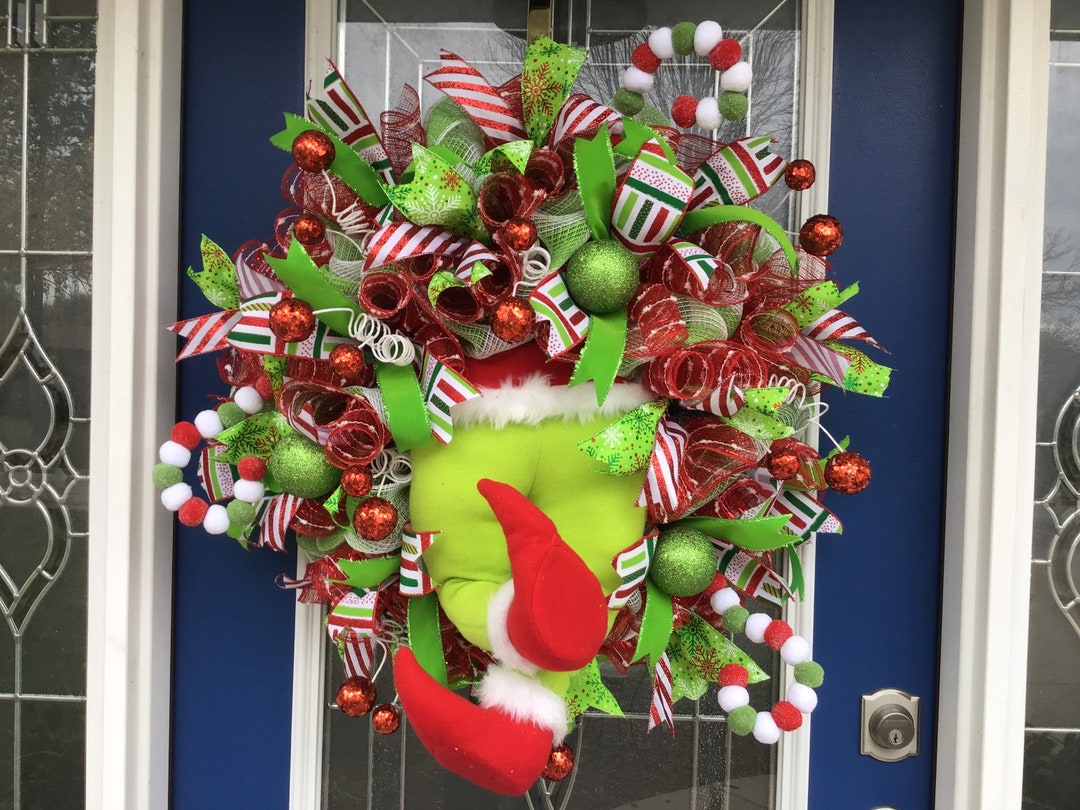 Grinch Wreath Grinch Front Door Wreath Grinch Decor - Etsy