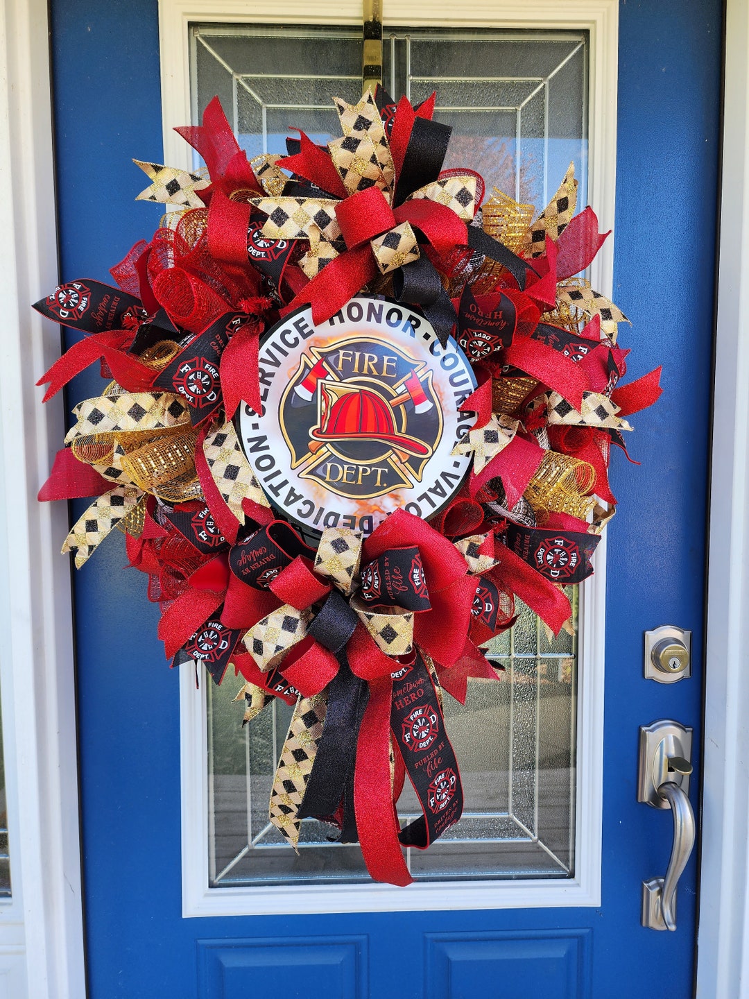 Fireman Wreath, First Responder Front Door Wreath, Fire Rescue Wreath ...