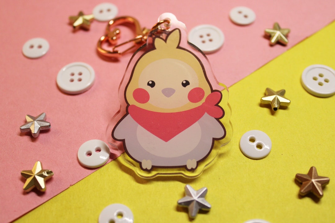 Cockatiel Acrylic Keychain Yellow and Gray Kawaii Bird Keychain - Etsy