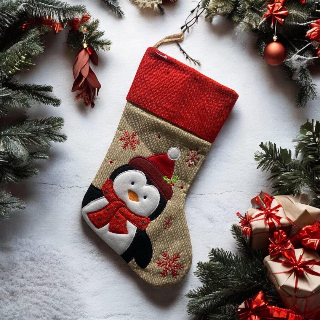 Tartan Christmas Stocking: Penguin Xmas Stocking - Etsy