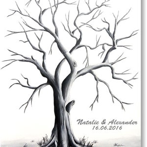 Wedding Tree Hand Painted Canvas Wedding Tree Fingerprint - Etsy