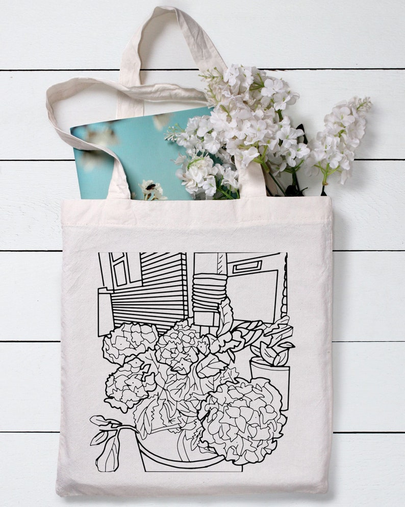 Garden Themed Coloring Tote Bag, Mother's Day or Birthday Gift for ...