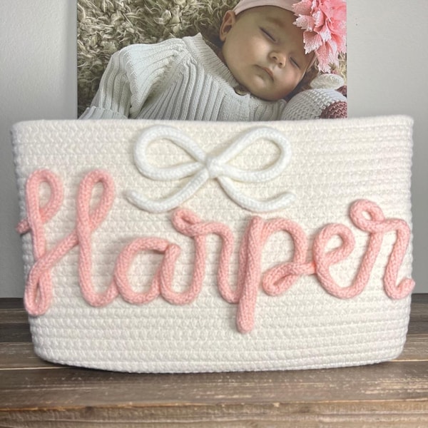 Embroidered Rope Baskets - Etsy