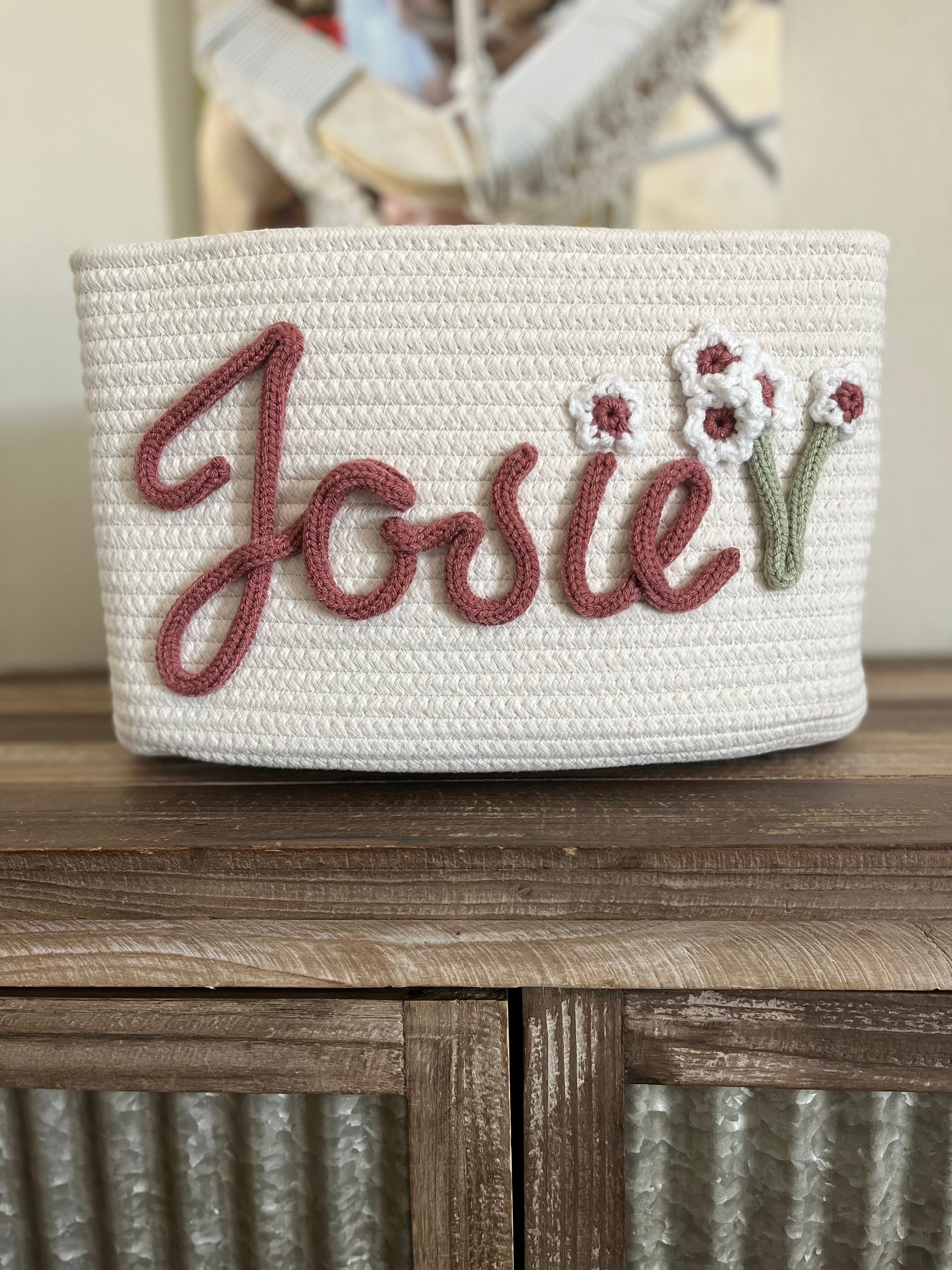 Personalized Rope Basket: Custom Name, Nursery Decor (14.5 X 9.5 X 9.3 ...