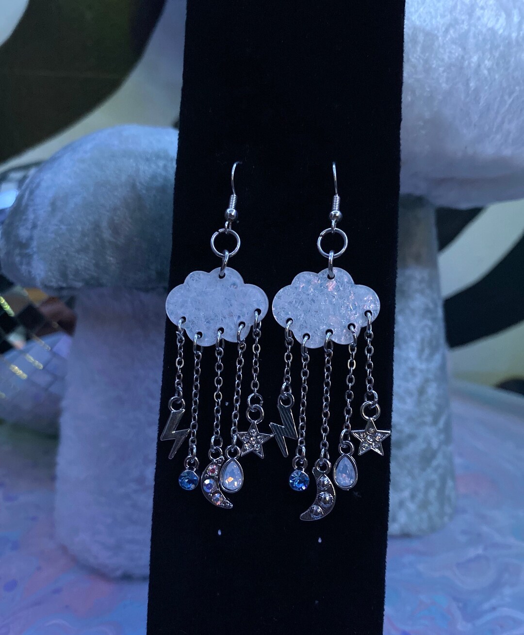 Iridescent Cloud Dangle Earrings Etsy