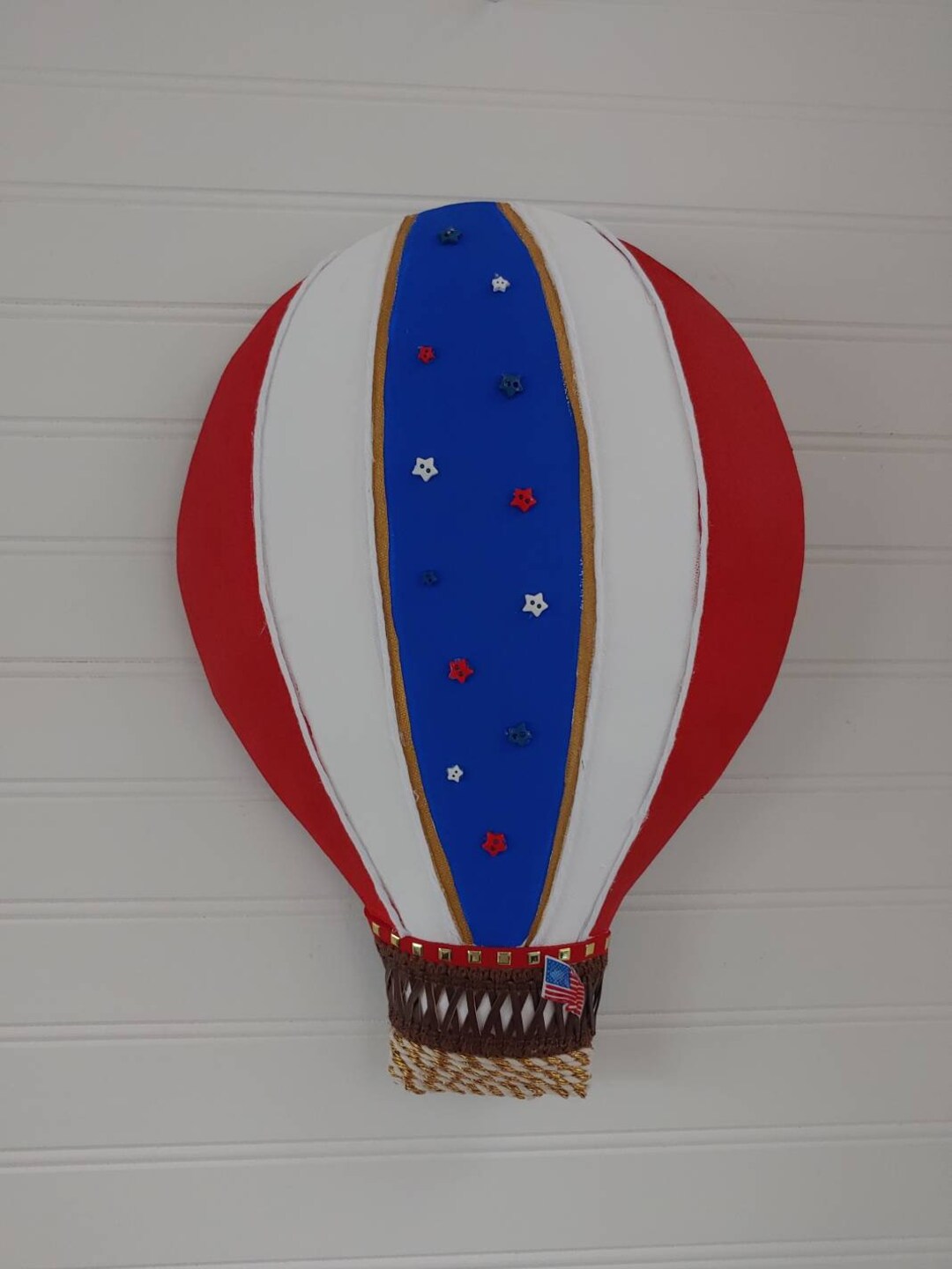 Patriotic Hot Air Balloon, Hand Painted, Wreath Attachment, Hot Air ...