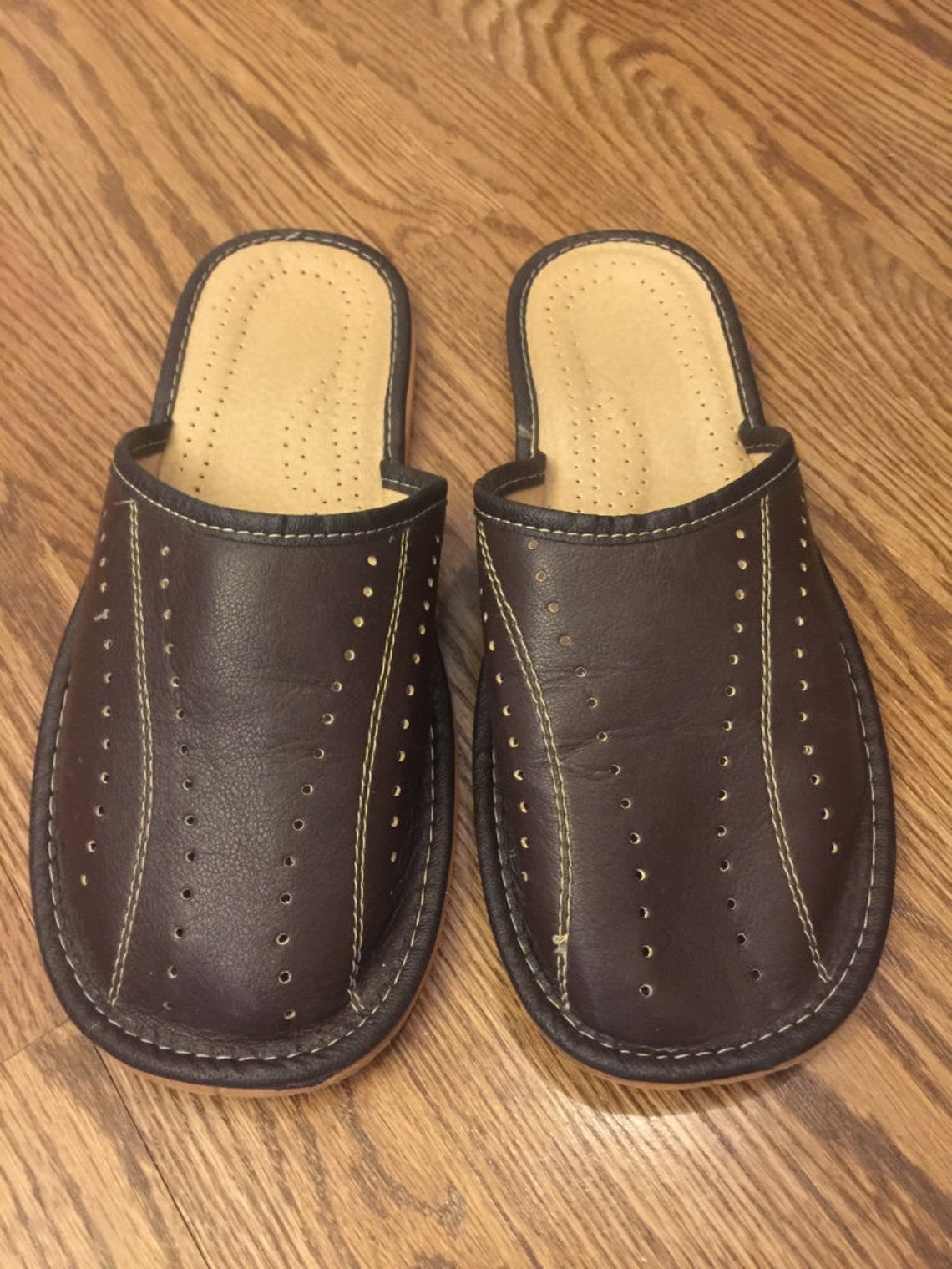 Mens Traditional Handmade 100% Leather Slippers Handmade Poland - Etsy