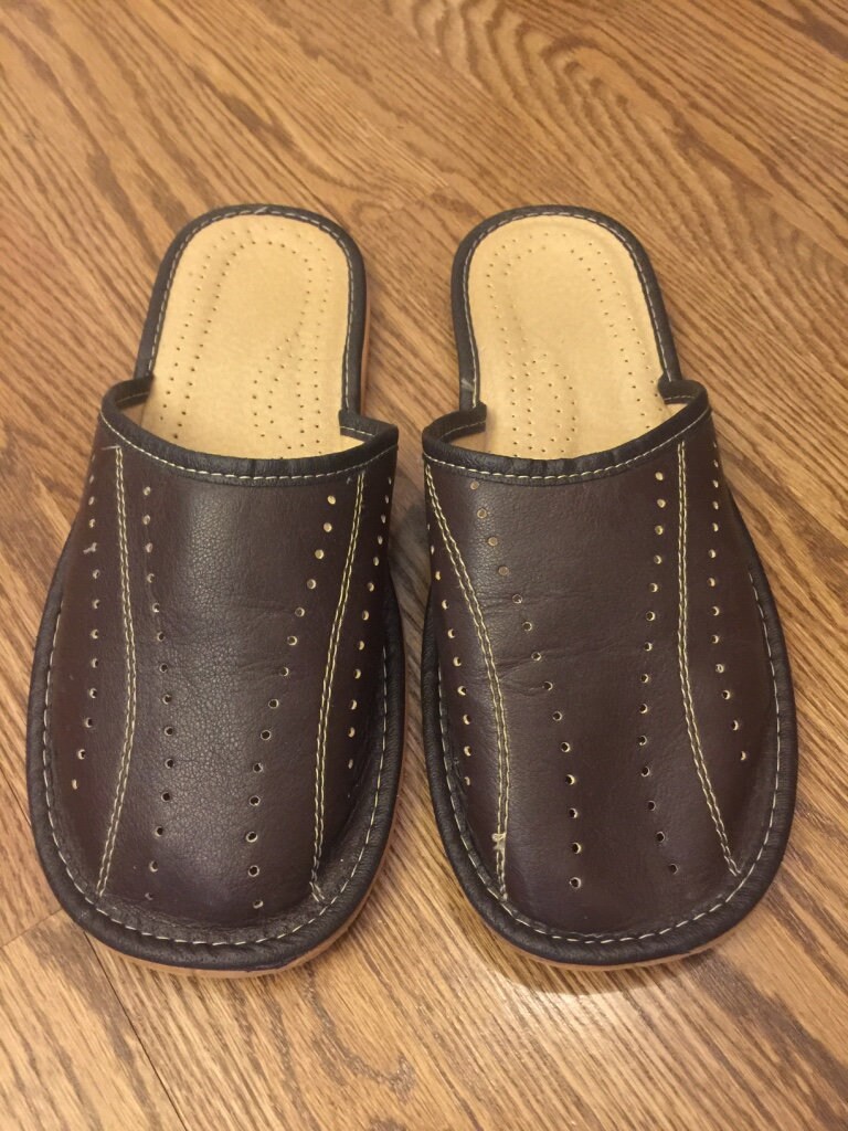 Mens Traditional Handmade 100% Leather Slippers Handmade Poland - Etsy