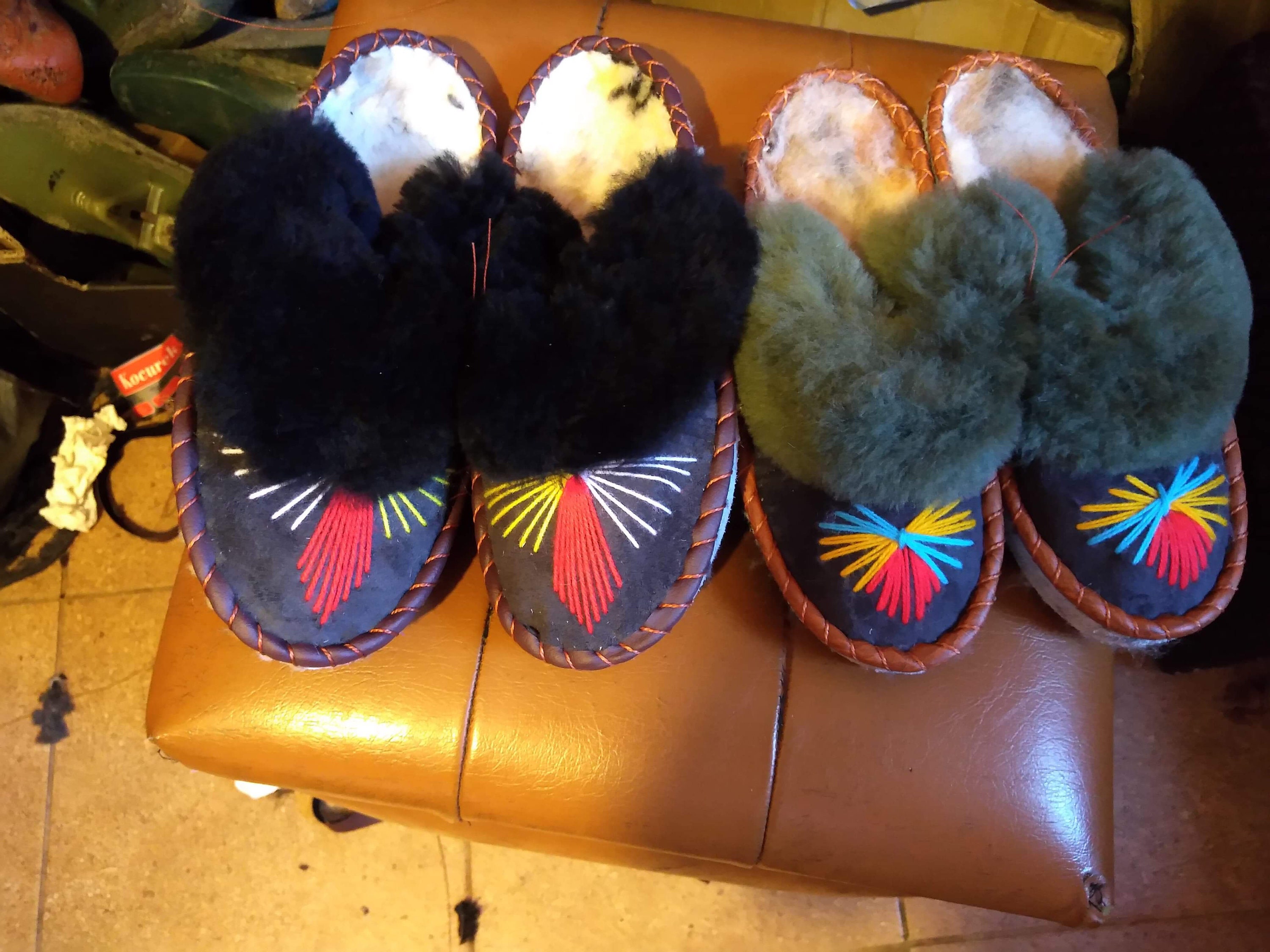 Ladies Handmade Embroidered 100% Sheep Wool Slippers/moccasins - Etsy