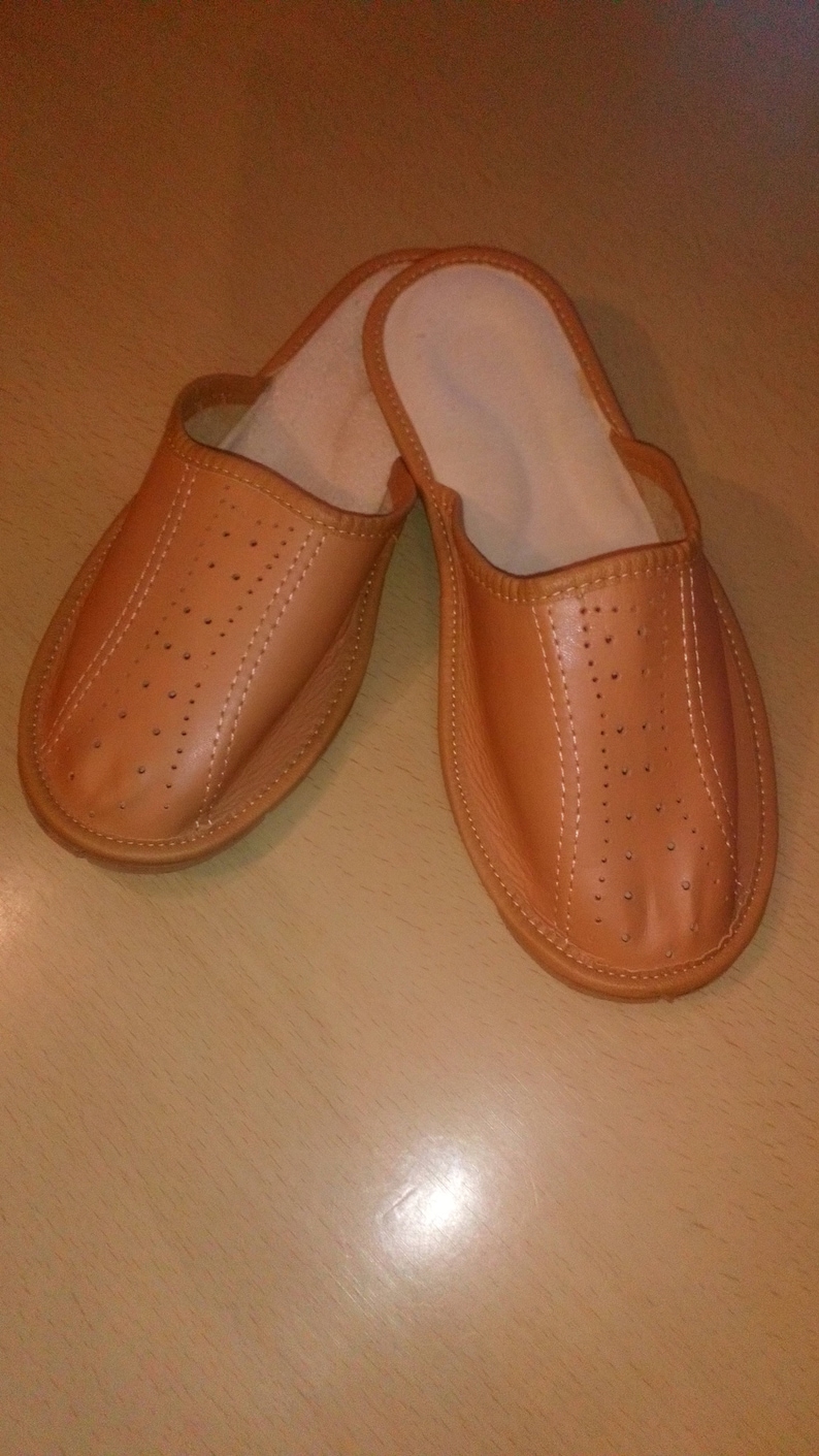 Mens Traditional Handmade 100% Leather Slippers Handmade Poland - Etsy