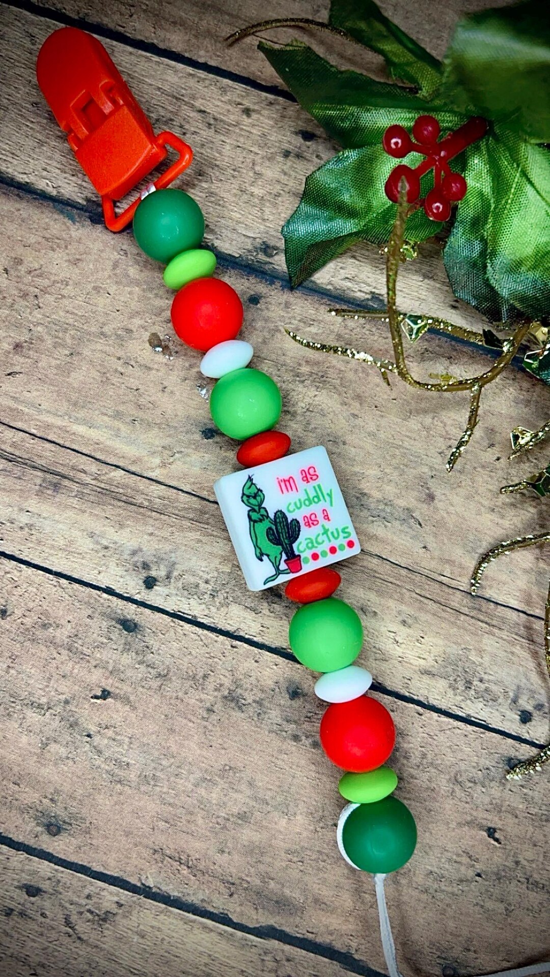 Custom Pacifier Clip, Christmas, Grinch, Whos, Holidays, Gift, Keepsake ...