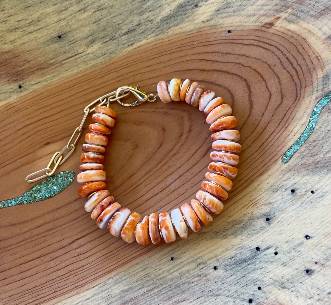 610 Orange Spiny Oyster Bracelet | Etsy