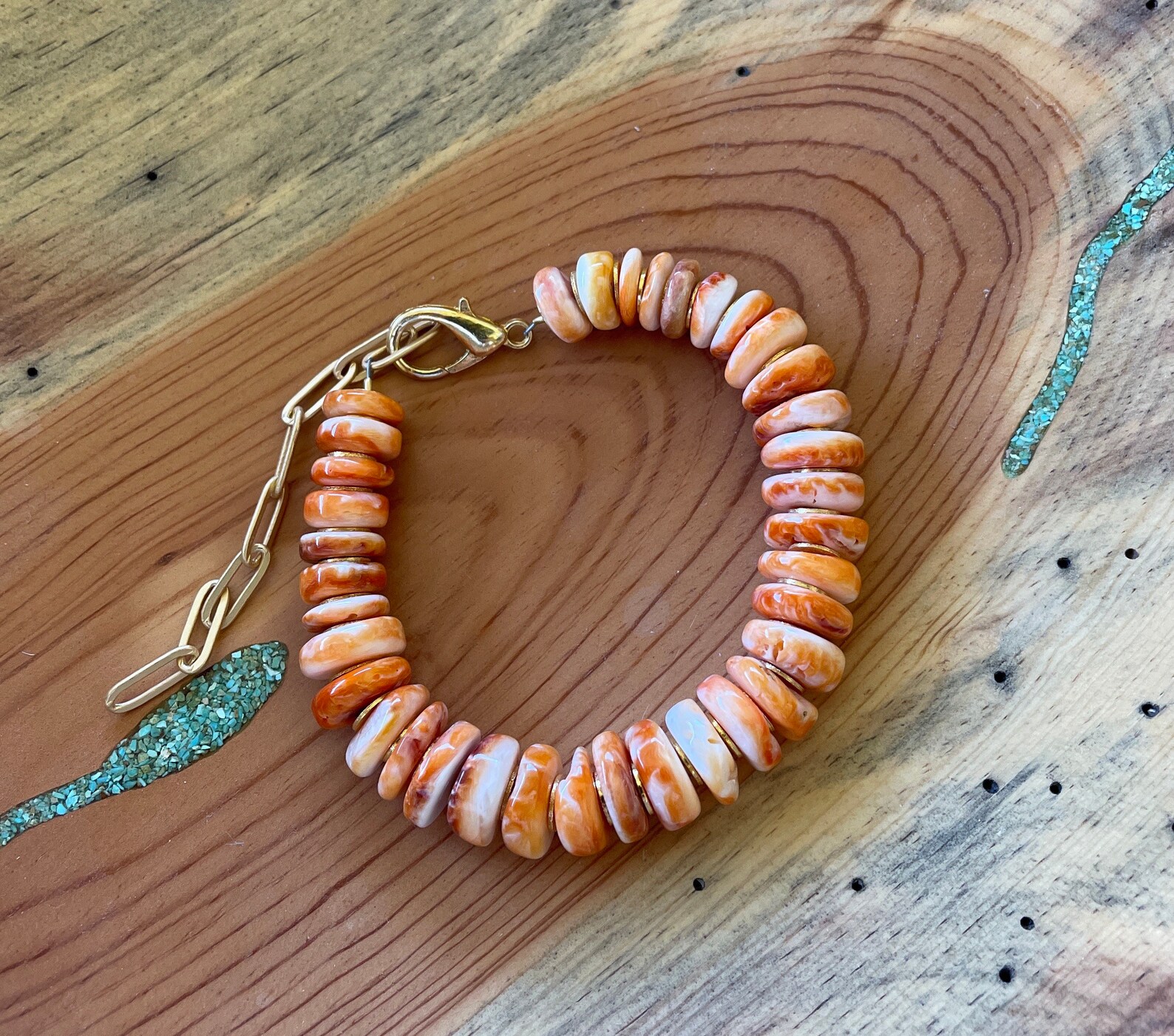 610 Orange Spiny Oyster Bracelet | Etsy