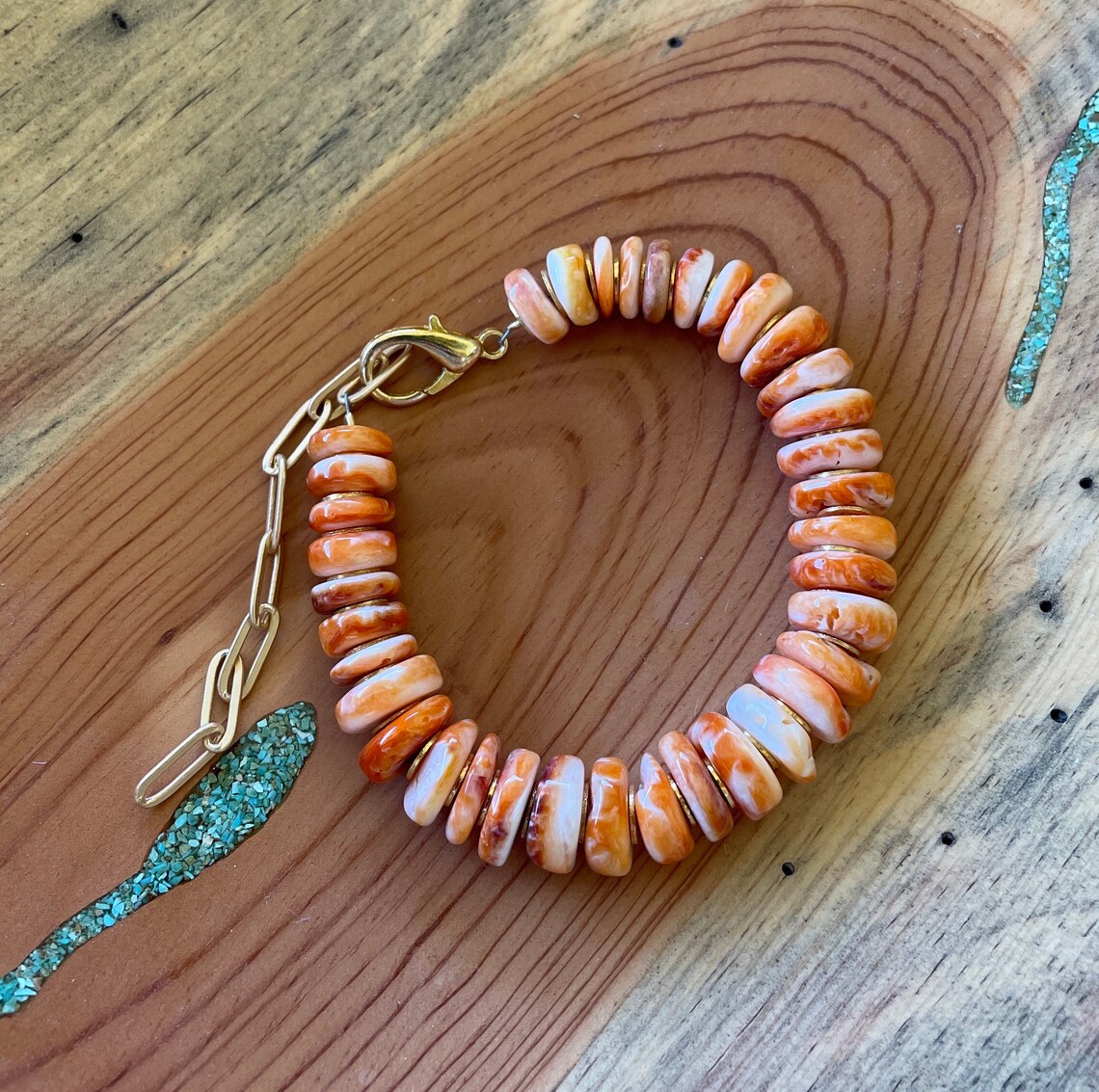 610 Orange Spiny Oyster Bracelet | Etsy