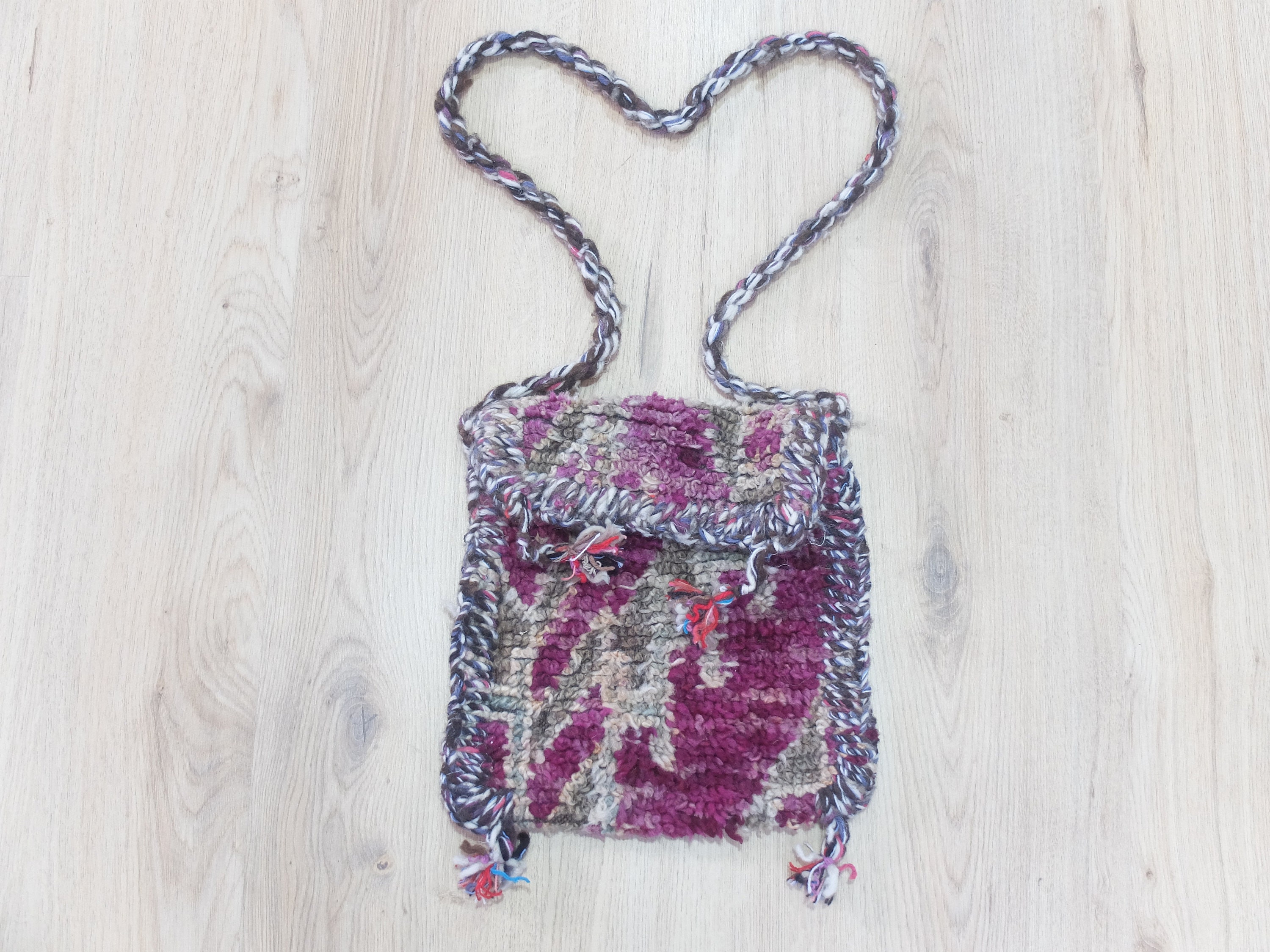 Multi-coloured bag berber wool rug bag vintage kilim wool | Etsy