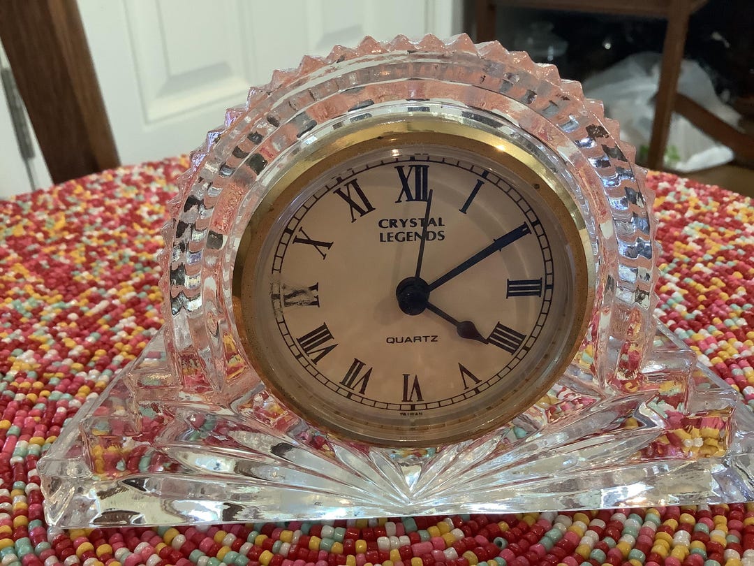 Vintage Lead Crystal Clock Crystal Legends by Godinger Crystal Clock ...