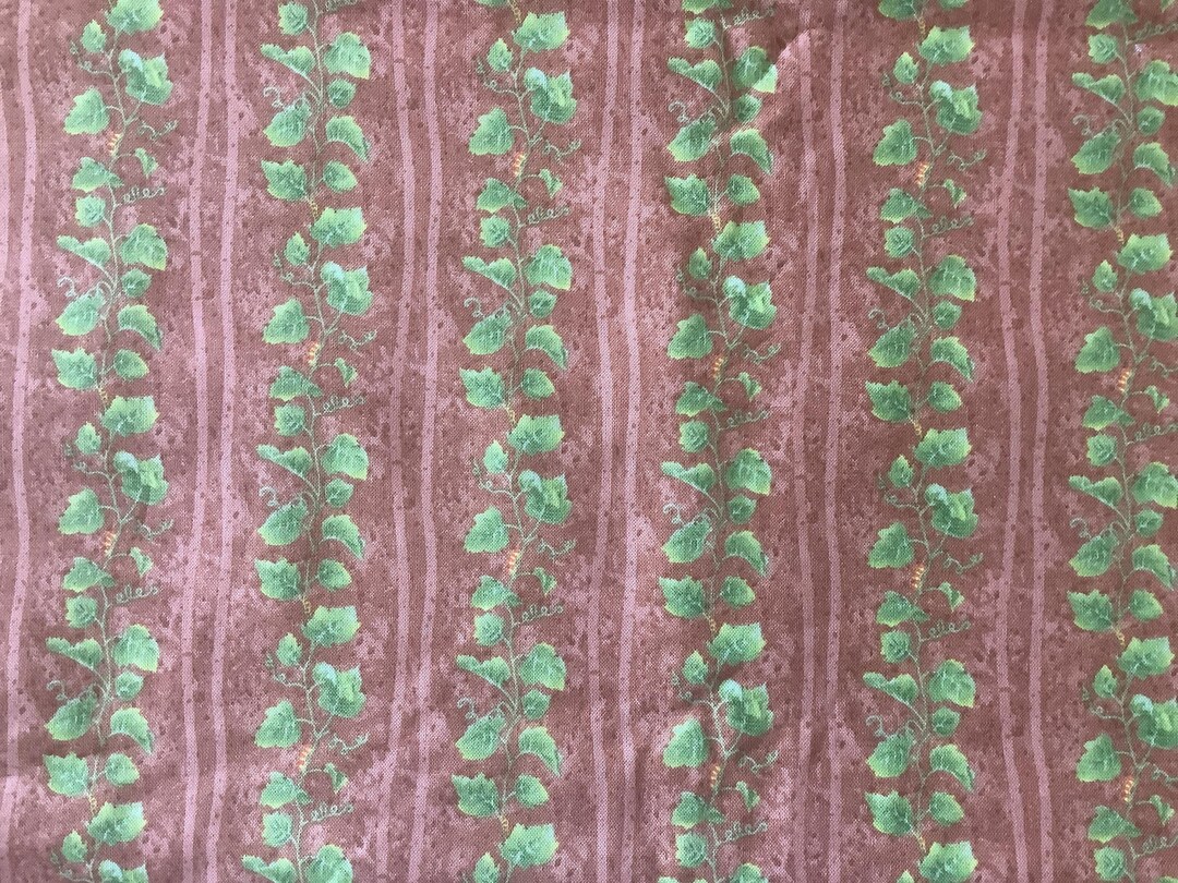 DEBBIE MUMM Trailing Vines on Rust Fabric Vintage Out of Print 1 Yard ...