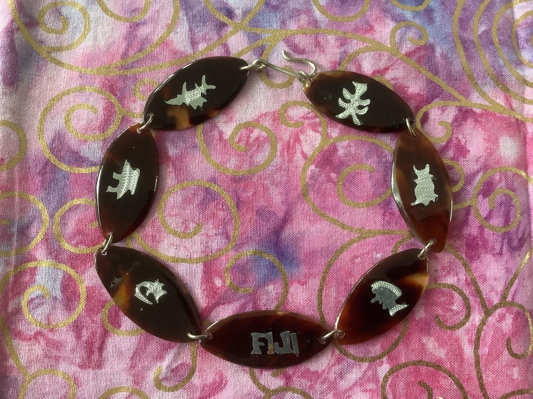 Turtle Shell Antique FIJI Pacific South Seas Souvenir Bracelet With ...