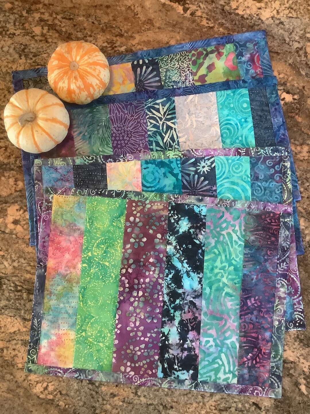 BATIK Quilted Placemats With Colorful Prints - Set of Four (4) - Etsy