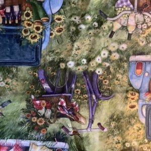 SUSAN WINGET Blue Car With Trunk Packed With Picnic Supplies 100 per ...