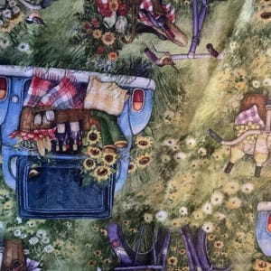 SUSAN WINGET Blue Car With Trunk Packed With Picnic Supplies 100 per ...