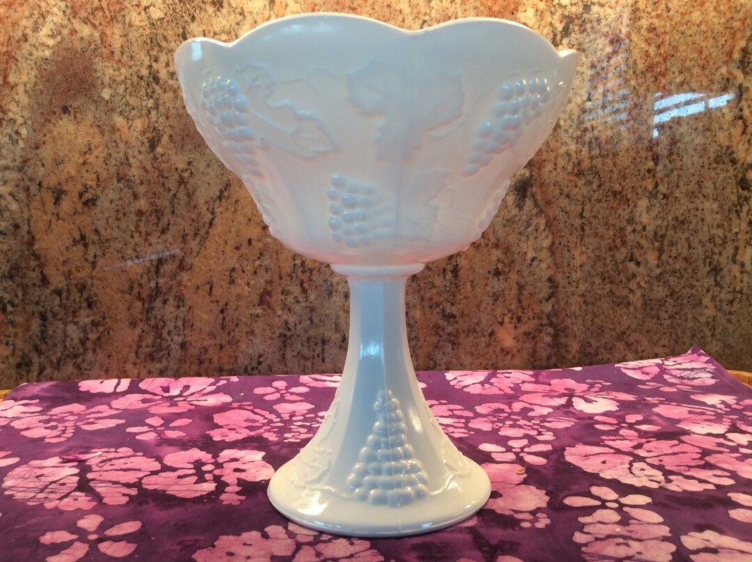 Indiana Colony HARVEST GRAPE Milk Glass Compote Bowl Excellent - Etsy