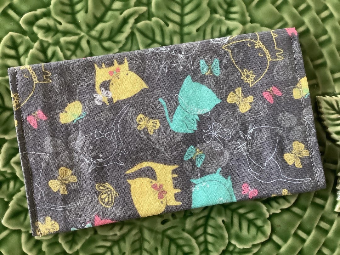 Checkbook Wallet, Checkbook Cover, CATS Fabric Checkbook, Checkbook ...