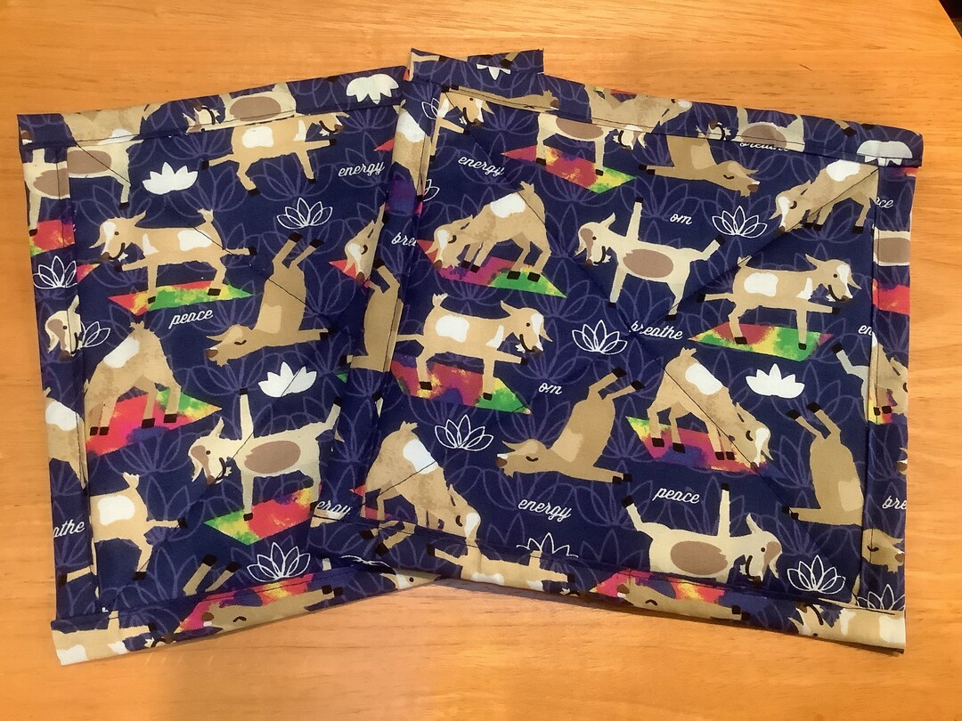 HOT PADS Goat Yoga Set of 2 100% Cotton Gift Giving Handmade USA - Etsy