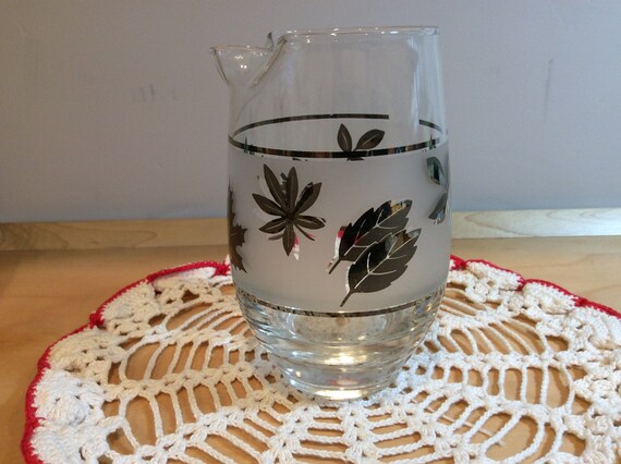 Libby Cocktail Pitcher Mid Century Frosted SILVER Leaf Small | Etsy