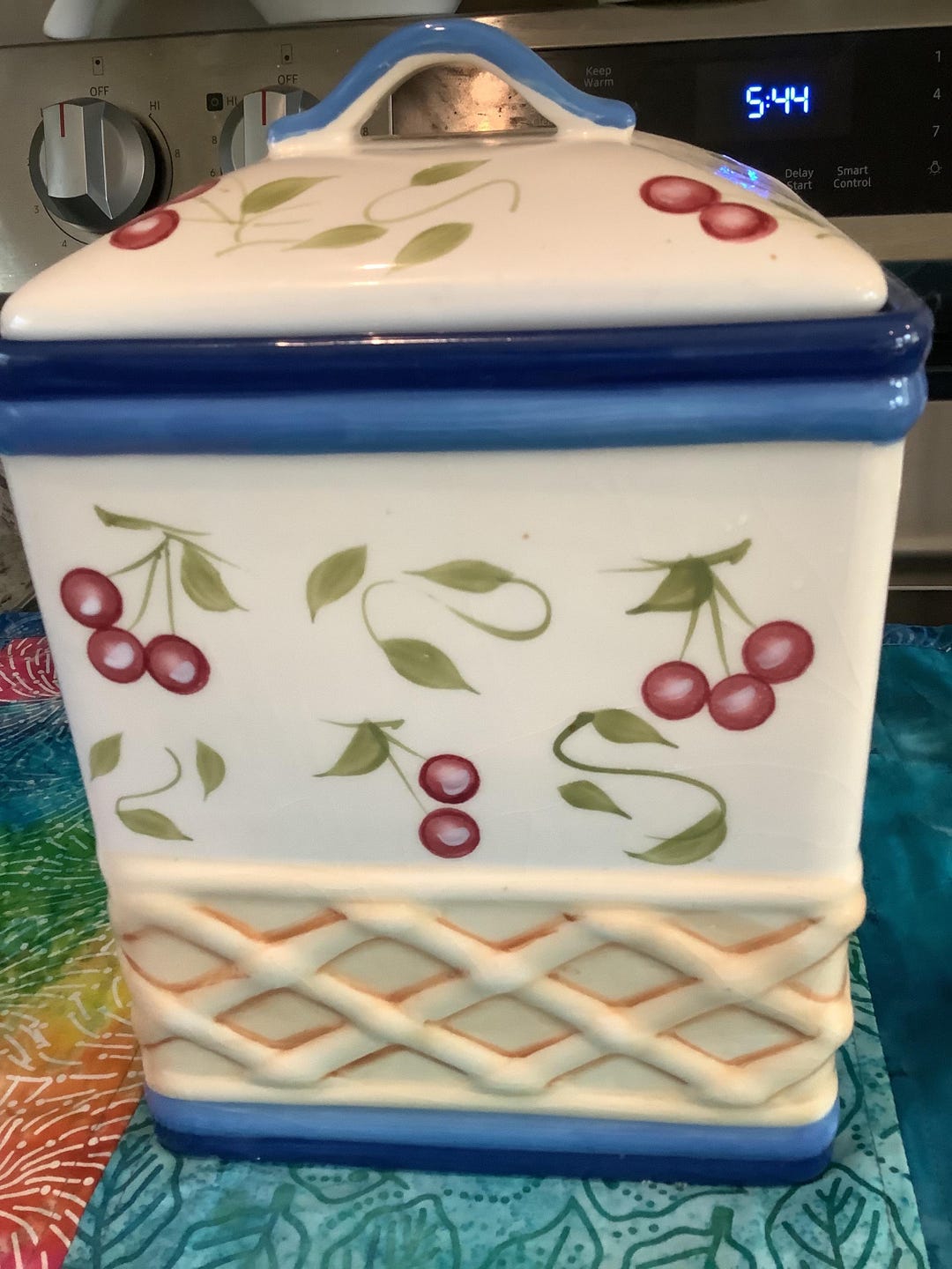 Hand Painted Stonelite Clay Kitchen Cannister/cookie Jar/ Vintage ...