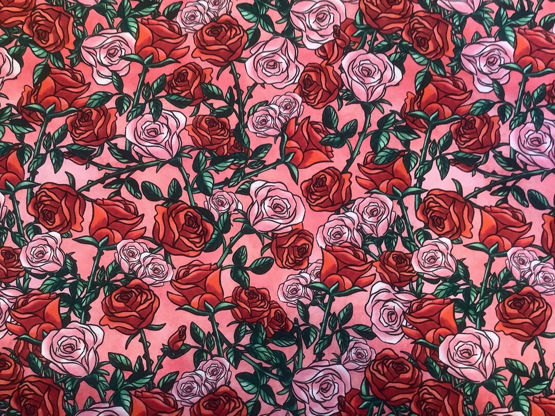 RED ROSES Valentine Fabric 1 Yard - Etsy