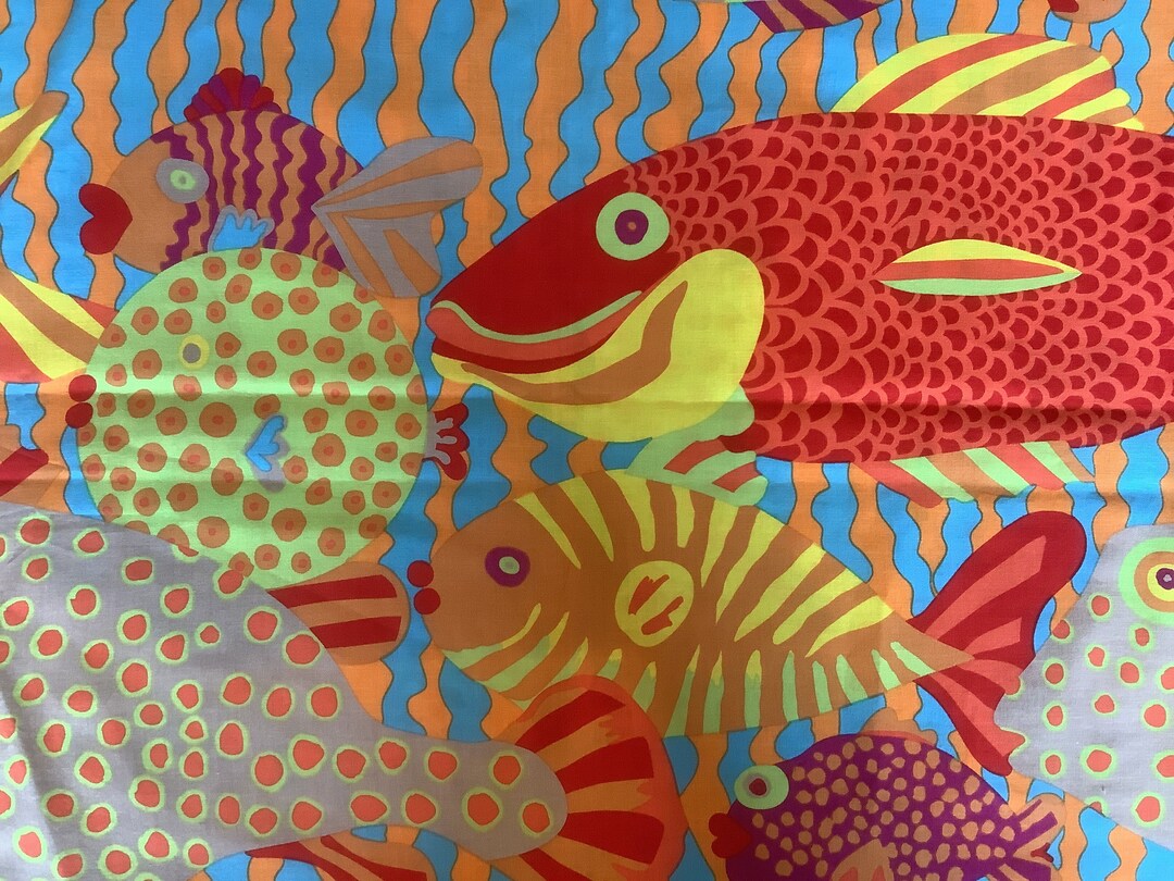 Kaffe Fassett Brandon Mably GONE FISHING PWBM029 OOP Fabric 1/2 Yard ...