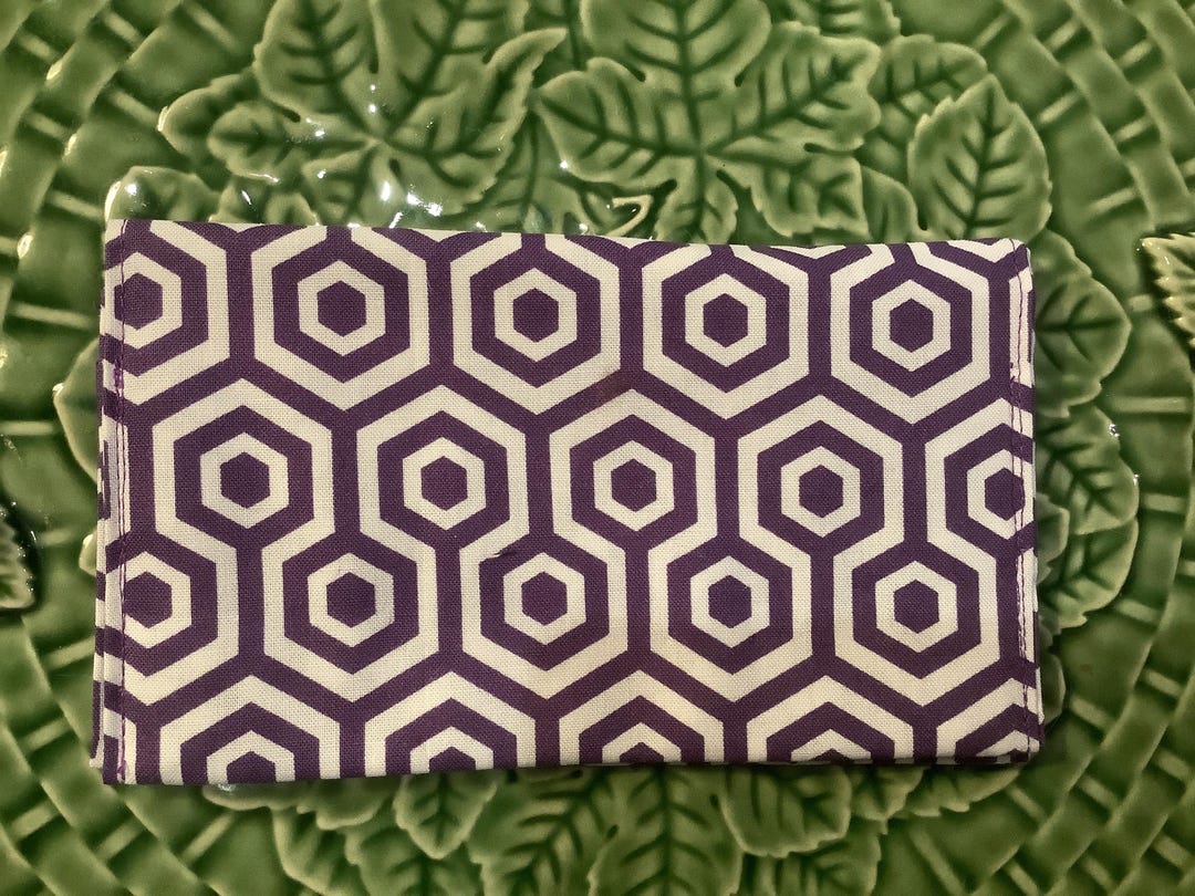 Checkbook Wallet, Checkbook Cover, PURPLE OCTAGON Fabric Checkbook ...