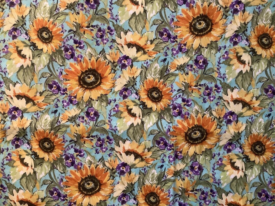 Susan Winget Tossed Sunflowers CP74571 100% Cotton by the Yard 3/4 of ...